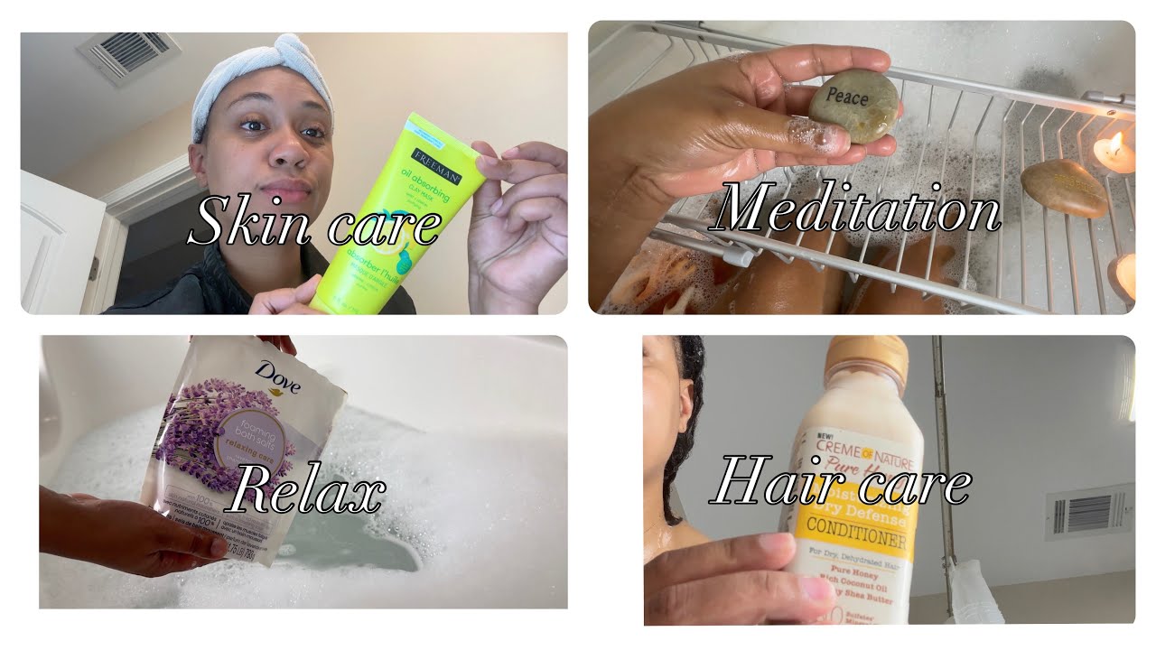 SELFCARE BATH ROUTINE SKINCARE, MEDITATION AND HAIR CARE - YouTube