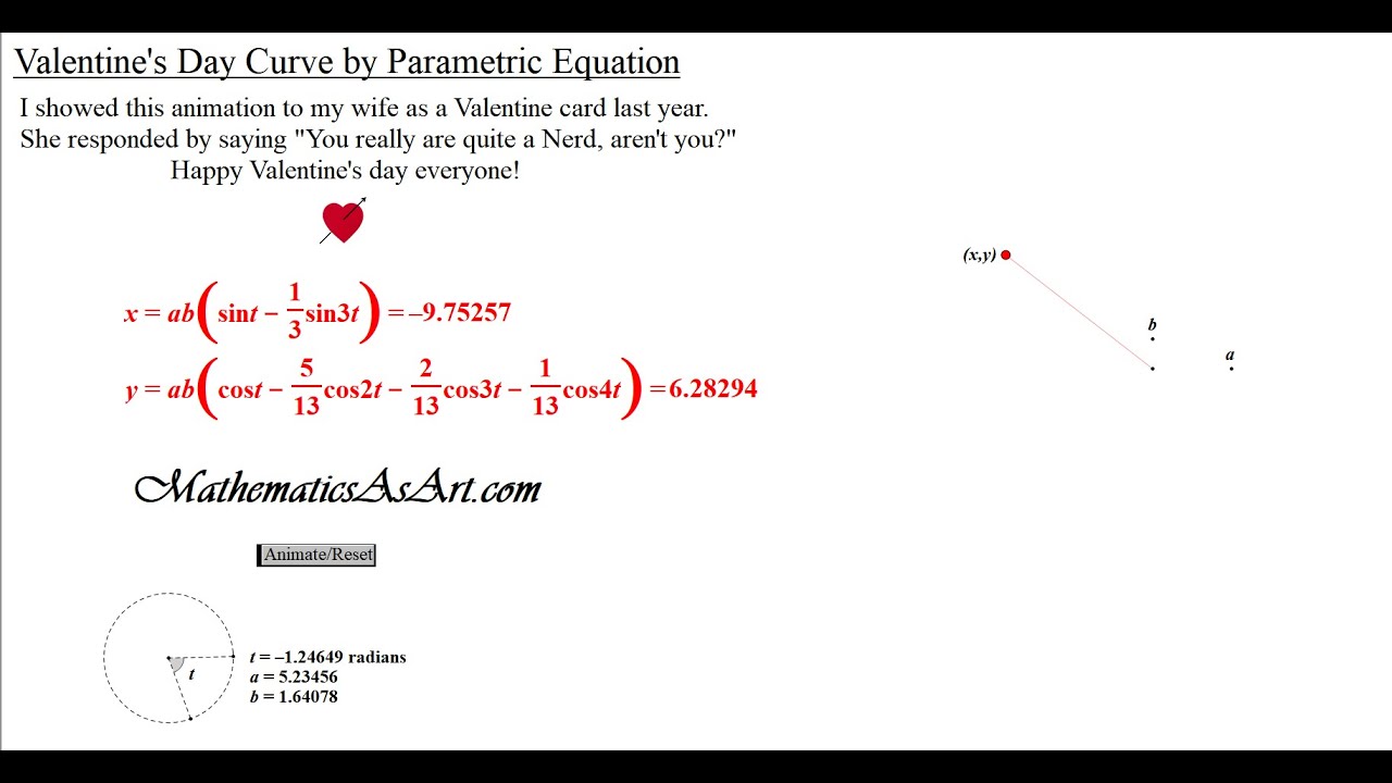 Valentine's Day Curve by Parametric Equation - YouTube