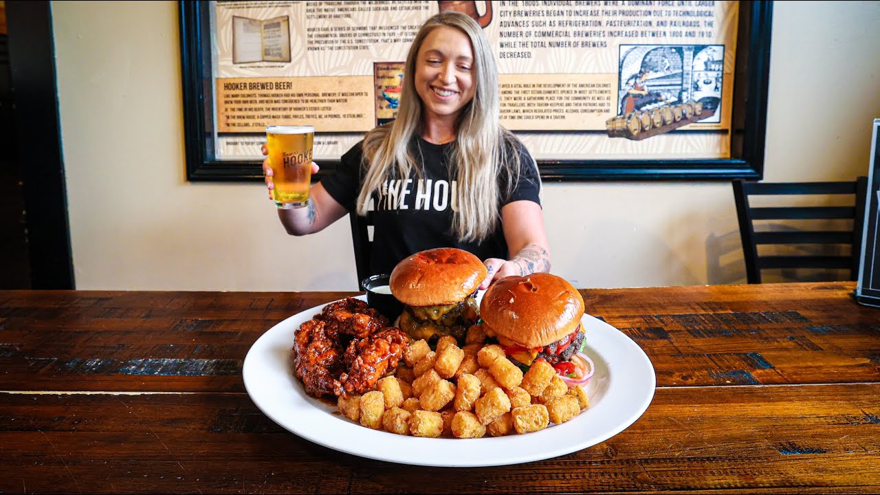 A Connecticut Brewery Hosts The Undefeated "Big Hooker" Burger Challenge! - YouTube