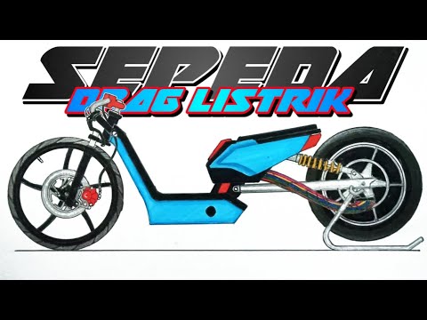 Cara menggambar sepeda drag listrik, Cara melukis basikal lajak listrik ...
