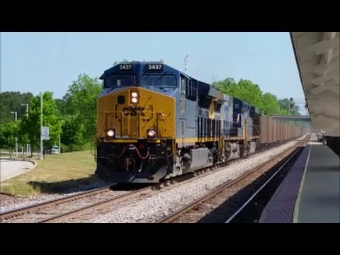 [CSXT]3437 GE ET44AH,157 GE CW44AC,5340 GE ES40DC Leads T460-19 Loaded Coal Train & K5HLL-R2 ...