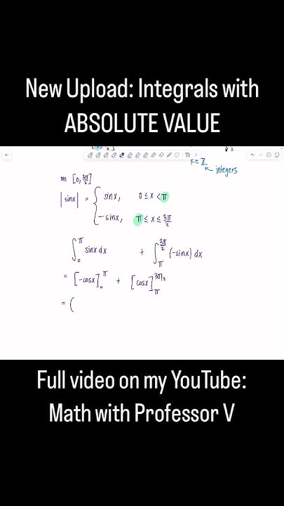 Integral with ABSOLUTE VALUE Made Easy! #calculusvideos #integralcalculus #mathwithprofessorv ...