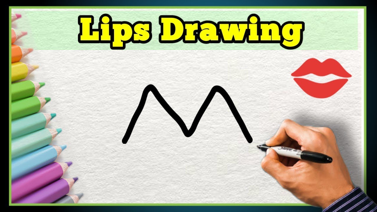 Beautiful Lips Drawing | How to Draw Lips with letter M | Simple Lips ...