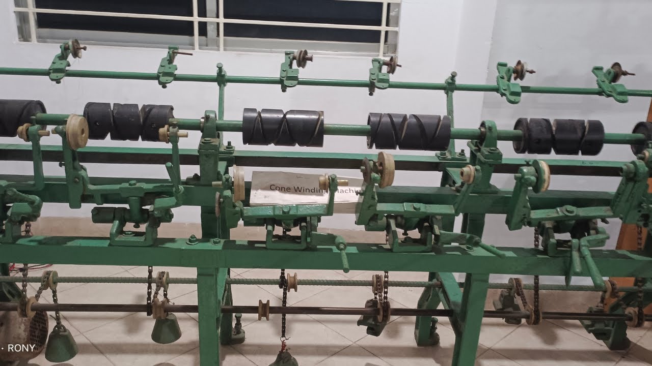 Cone winding machine for making large packages to small packages. - YouTube