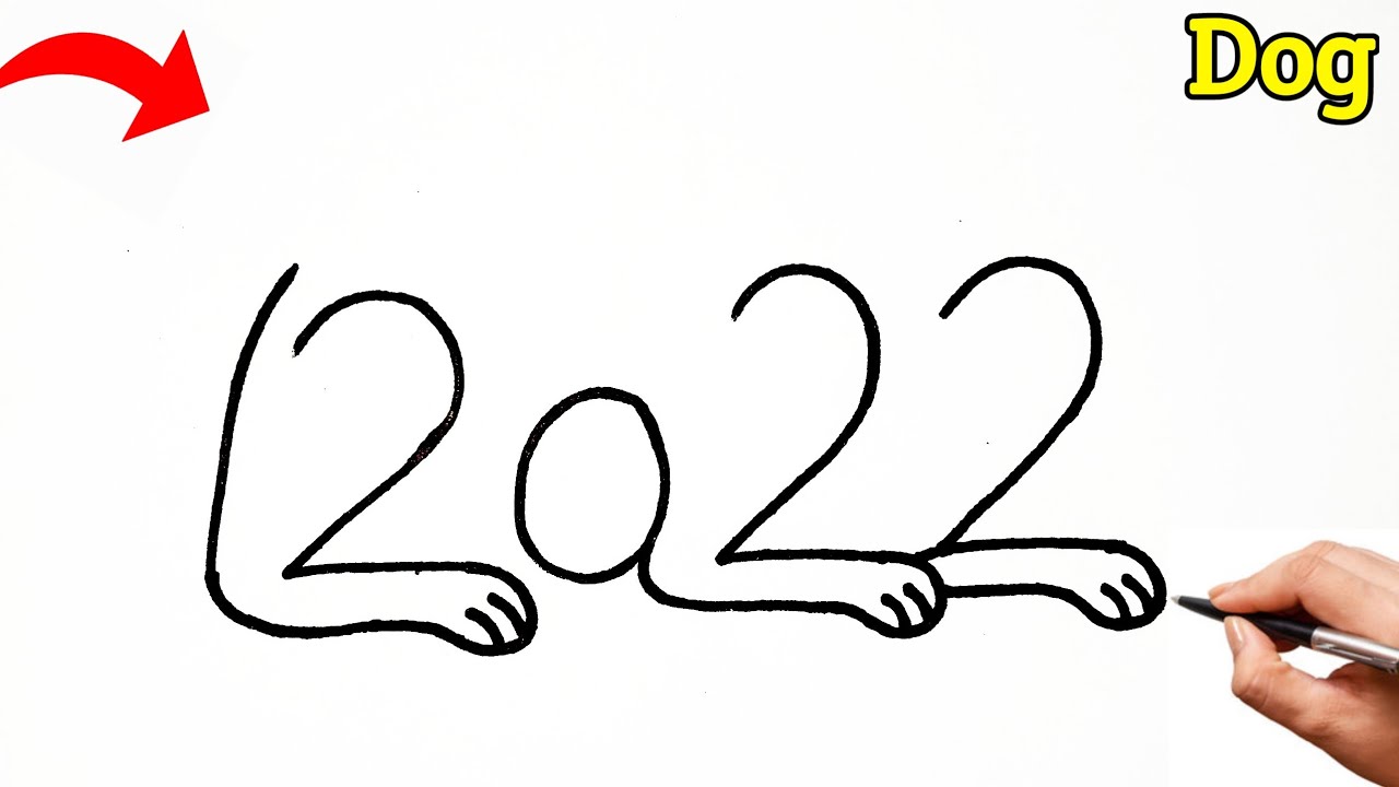 How To Draw Dog From 2022 Number l How To Turn Number 2022 Into Dog ...