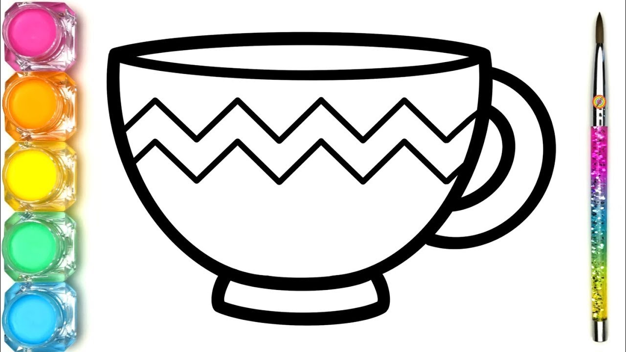 How to Draw Cup Step By Step | Cup Drawing and Colouring for kids ...