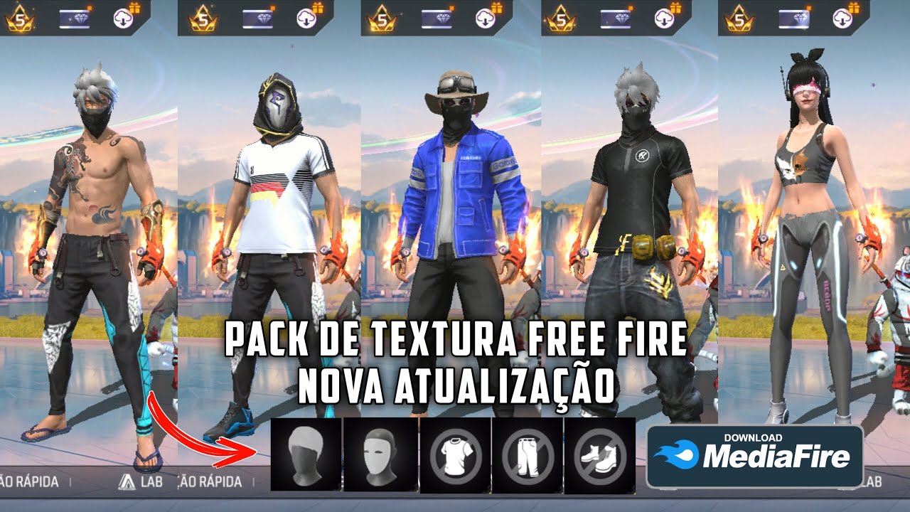 ️ PACK de TEXTURA FREE FIRE na ROUPA PADRÃO - TEXTURA INSTAPLAYER ...