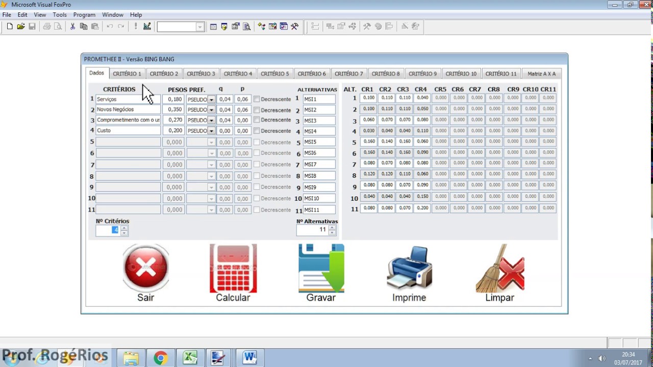 Método Promethee - Software Versão 1.0 - YouTube