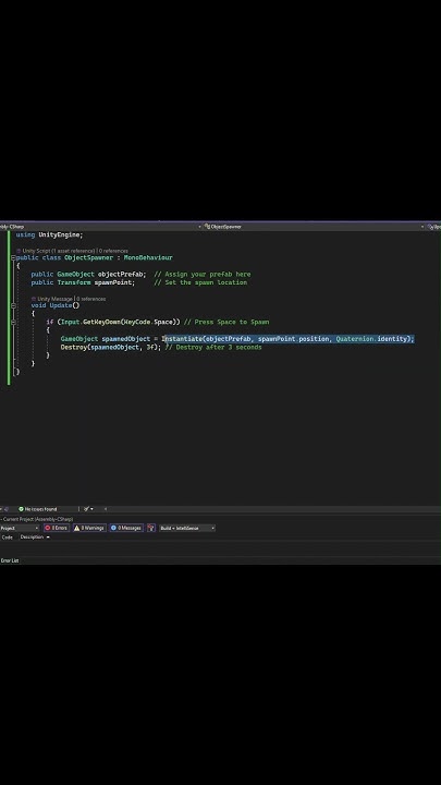 "Spawn objects & auto-destroy them in just 2 sec! ⏳🎮 #Unity #Shorts" #tutorial #gamedevelopment ...