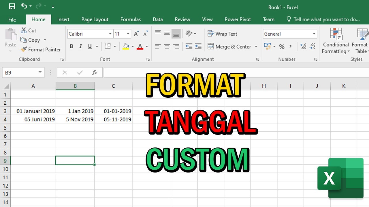 Cara Format Tanggal Kustom Microsoft Excel - YouTube