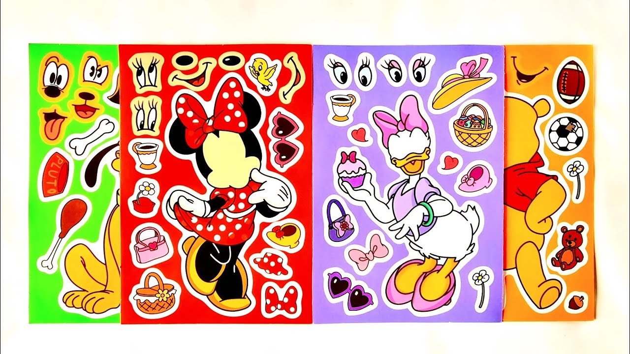Disney Mickey Mouse Puzzle Face Changing Stickers DIY ASMR Handicraft ...
