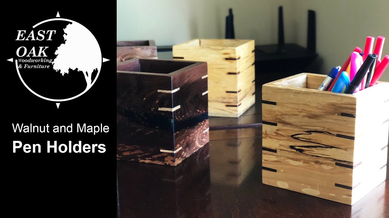 Walnut and Maple Boxes / Pen Holders | Woodworking - YouTube