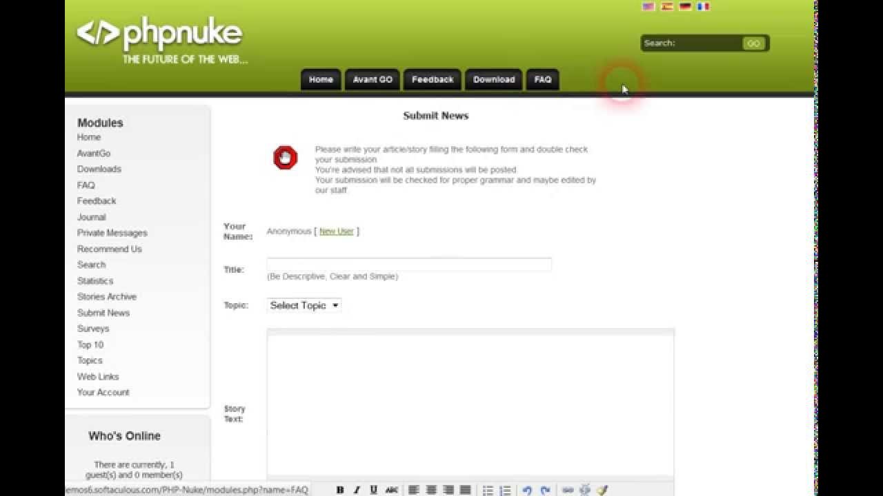 phpNuke cms hosting - YouTube