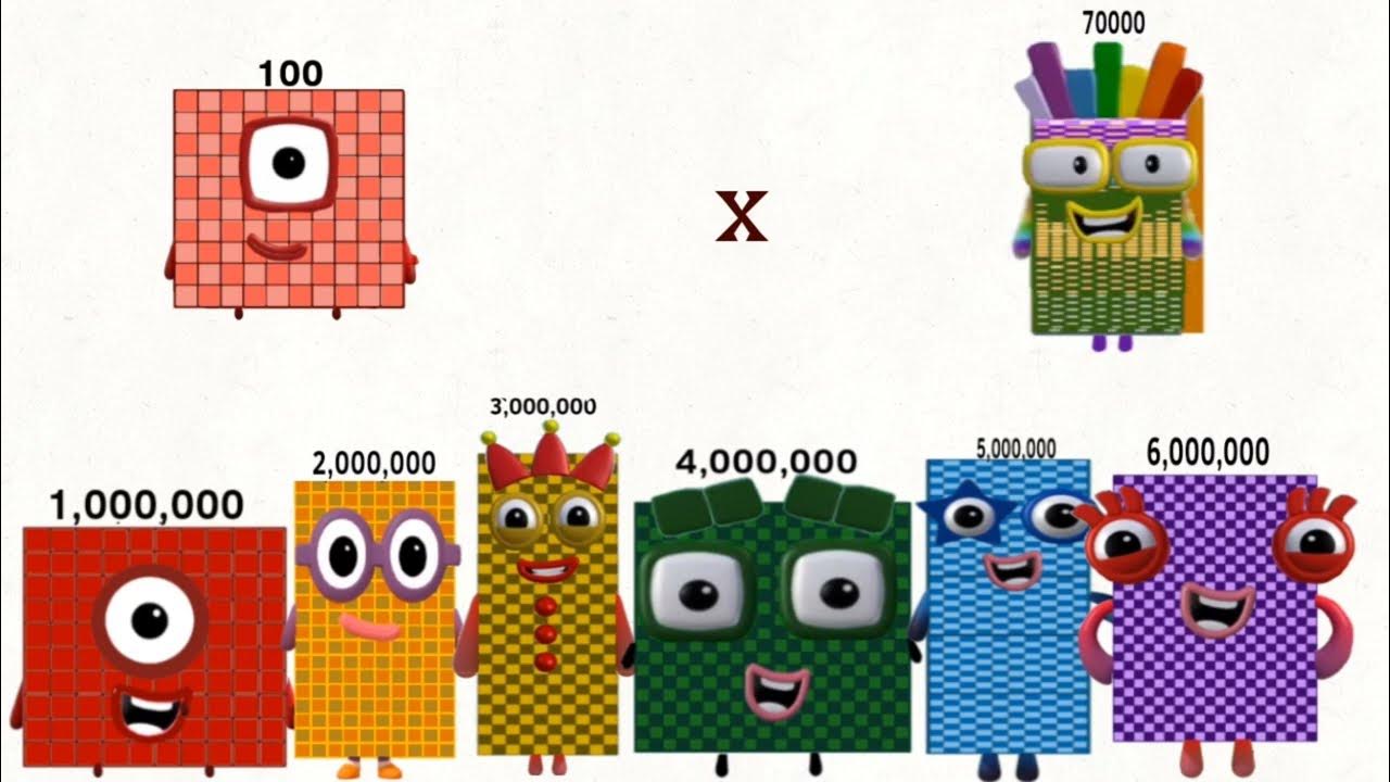 numberblocks 100 times 1 to 90,000 in 3 stage - YouTube