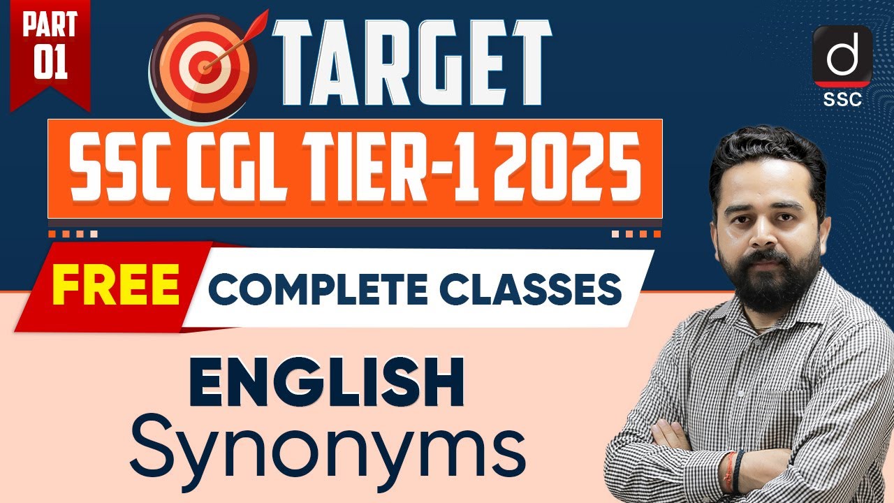 Synonyms | Part-1 | CGL Tier-1, 2025 | Complete FREE Classes | English ...