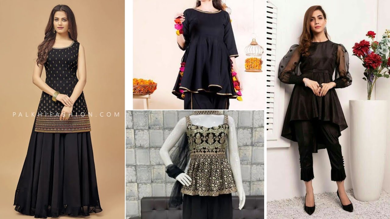Beautiful black colour dresses designs for girls - YouTube