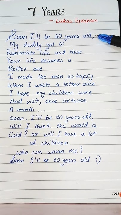 Soon I'll be 60 years old #lyrics #song #family #love #subscribe #shorts #handwriting # ...