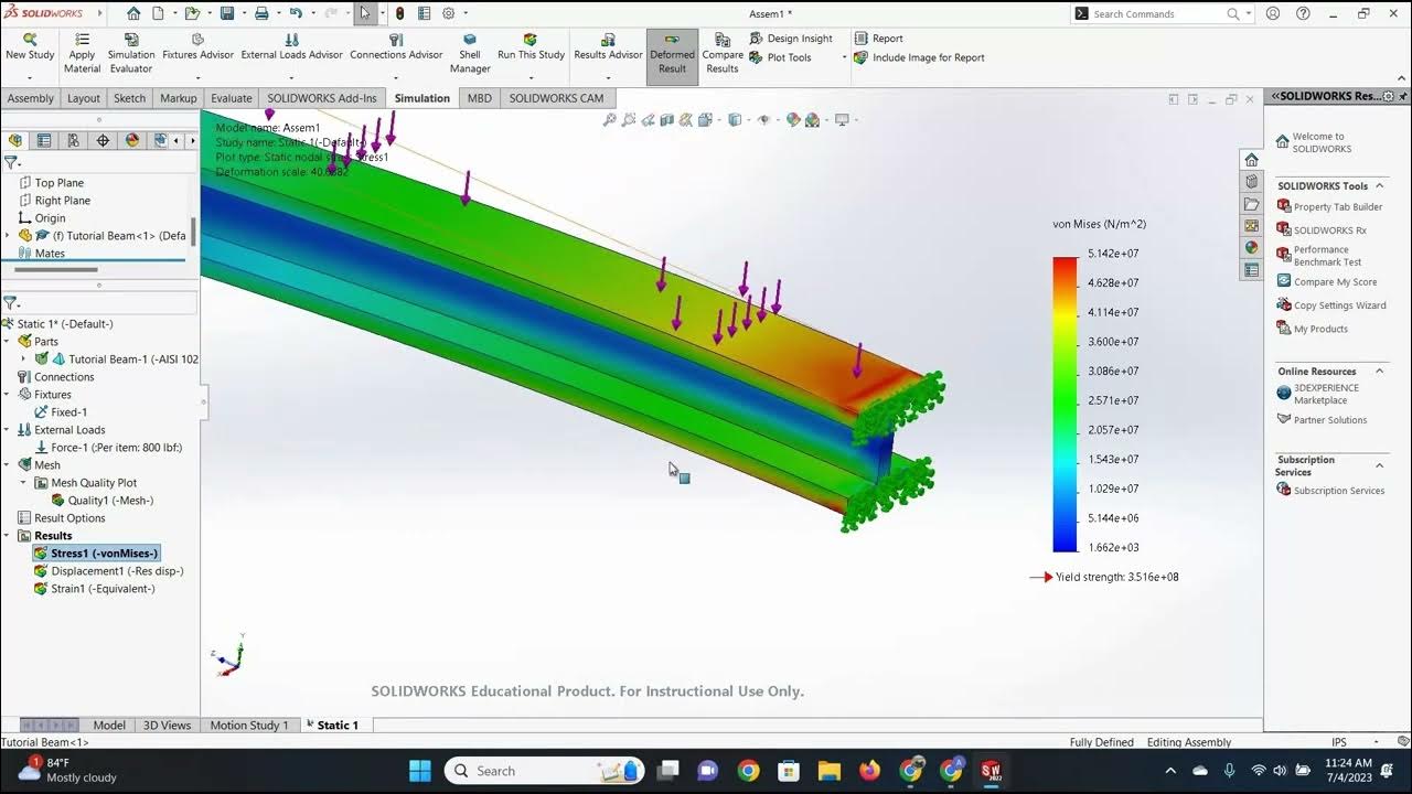 Solidworks Simulation Tutorial - YouTube
