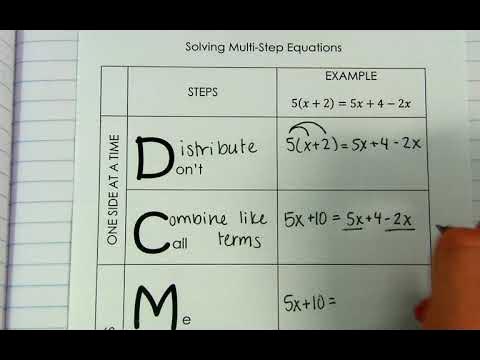 Algebra 1 - Solve Multi-Step Equations (DCMAM) - YouTube