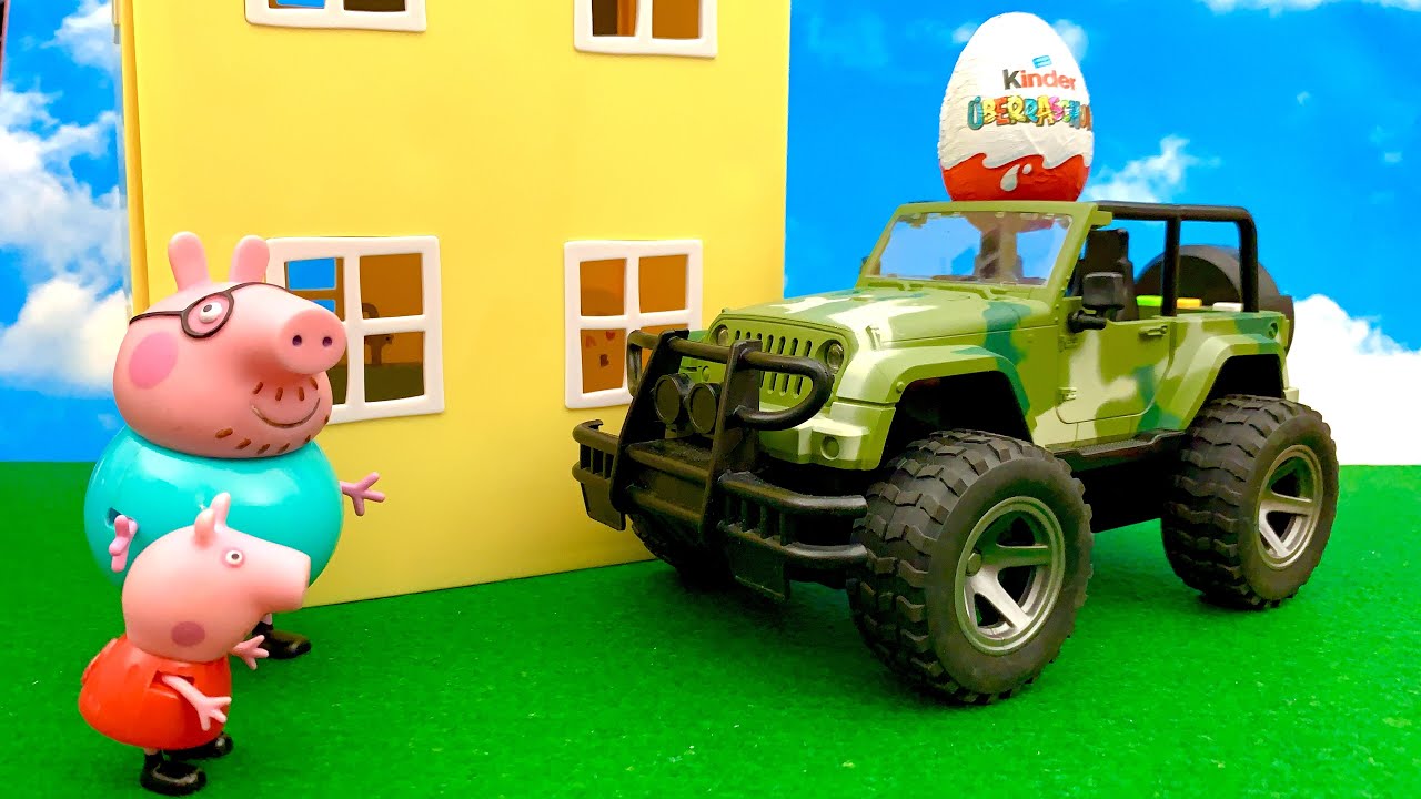 🚜💪 Peppa Pig, Kinder Surprise and Jeep Wrangler 🚜💪 Świnka Peppa i Jajko ...