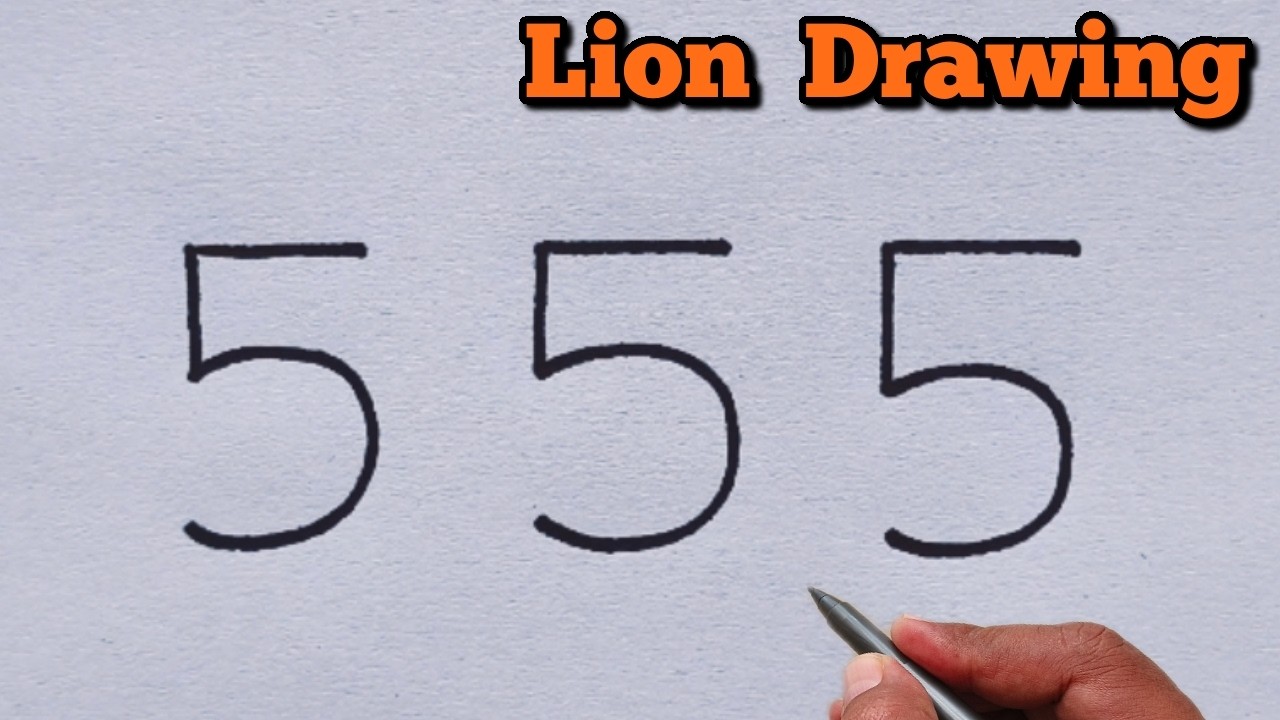 How to Draw Beautiful Lion Drawing From Number 555 | Beginner Tutorial ...
