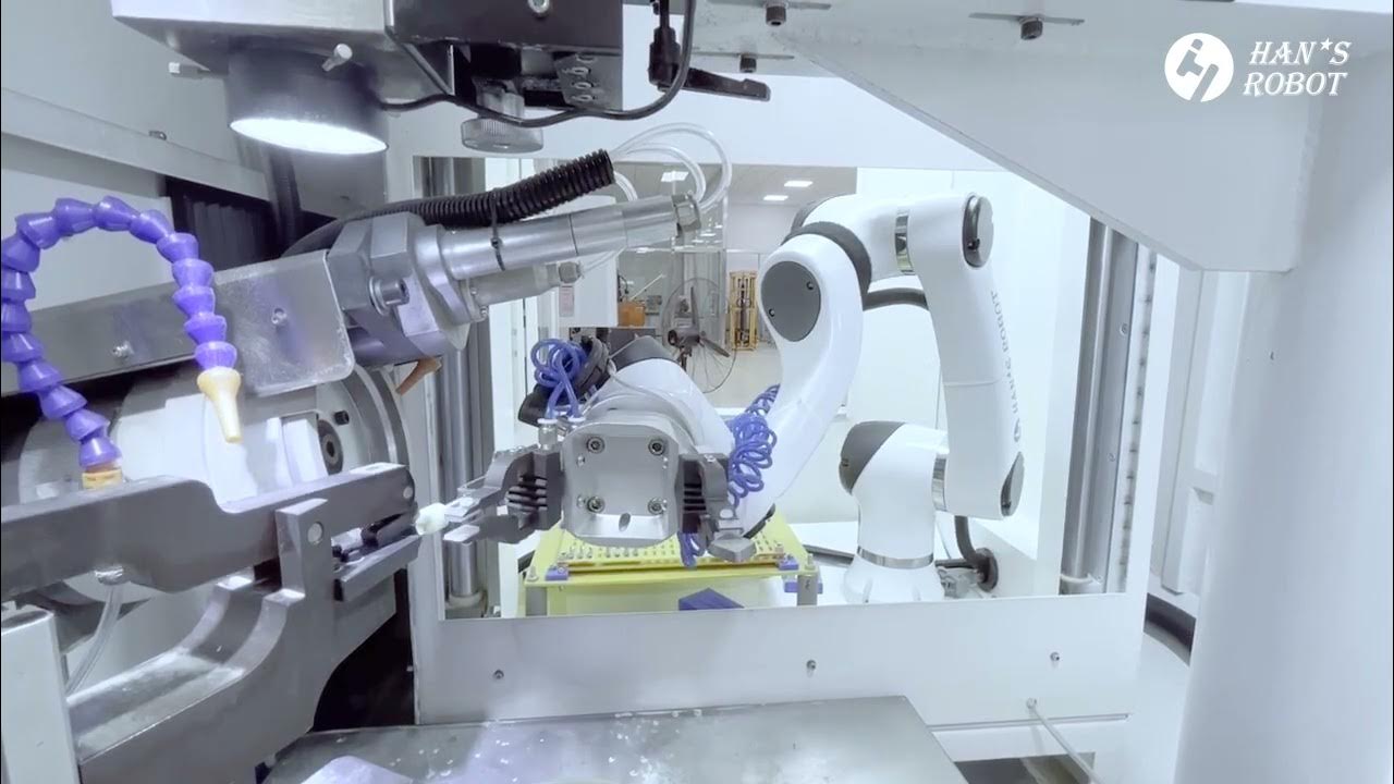 The loading and unloading solution of knife tools grinding by Han’s Elfin cobot. - YouTube