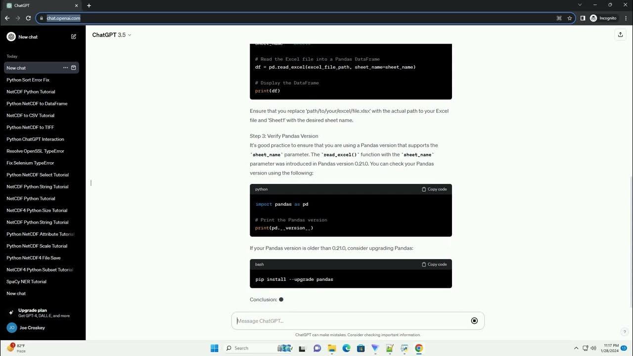 python read excel got an unexpected keyword argument sheetname - YouTube