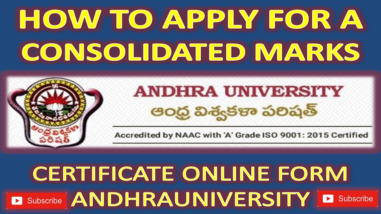 HOW TO APPLY ONLINE MBA CONSOLIDATED MARKS CERTIFICATE FROM ANDHRA ...