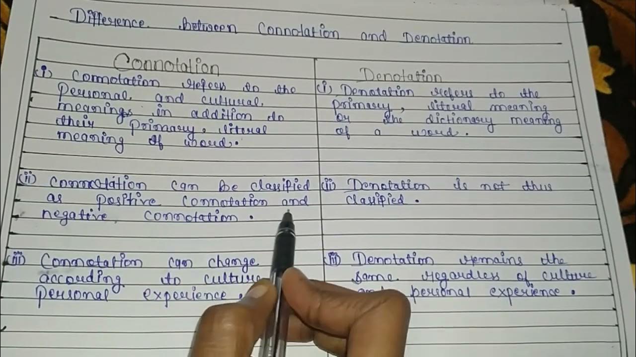 Difference between connotation and Denotation - YouTube