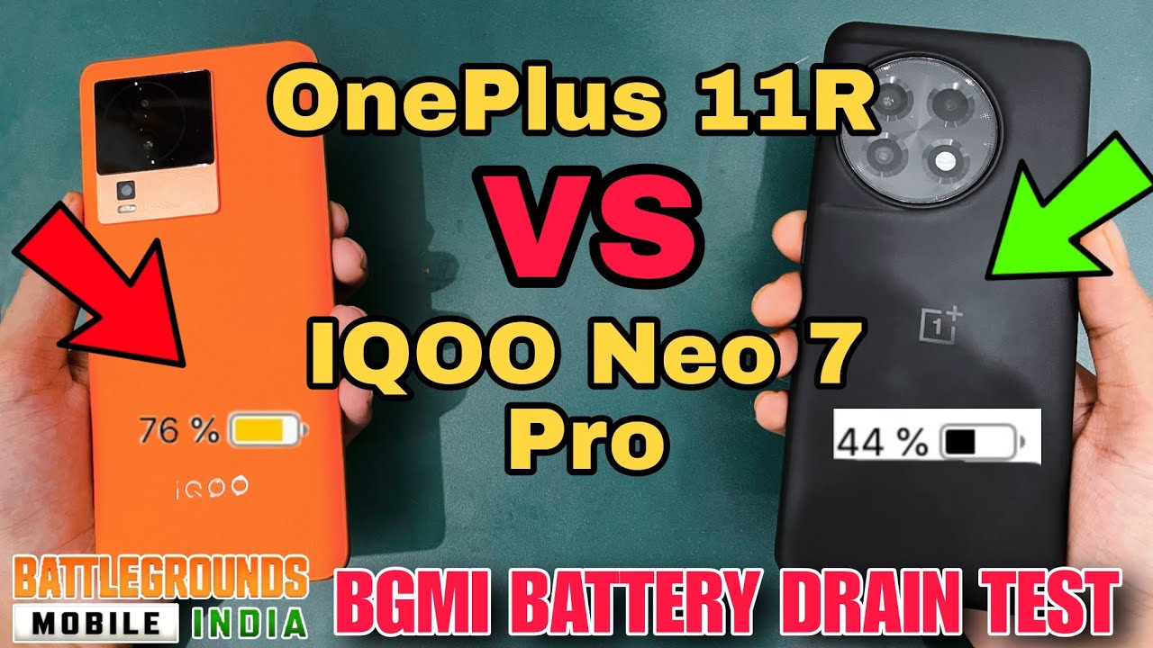 OnePlus 11r vs IQOO Neo 7 Pro battery drain test bgmi 90 FPS 🔥 iqoo neo ...
