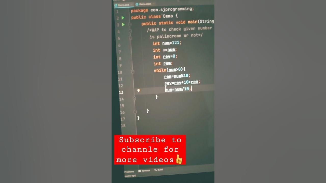 Palindrome Number Program In Java Palindrome Program Shorts Youtubeshorts Palindrome Java