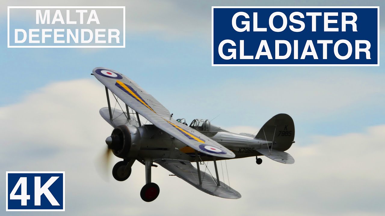 Gloster Gladiator 🇬🇧 Vintage Fighter Biplane of RAF 4K Aviation Video ...