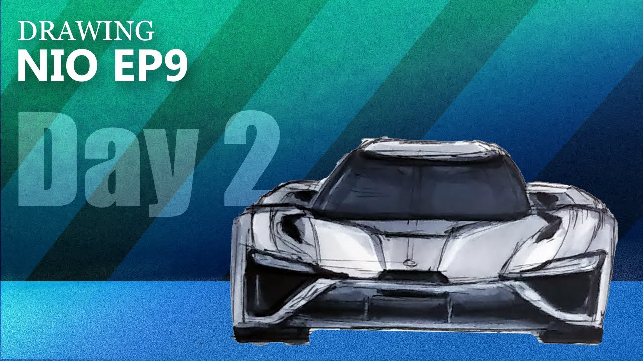 Car Drawing NIO EP9 | Day 2 Front View - YouTube