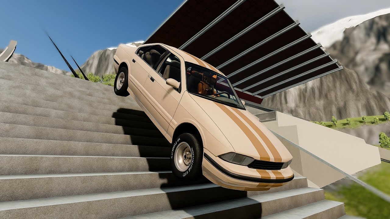 "Car VS Mega Ramp in BeamNG.Drive - Realistic Crash Test" - YouTube