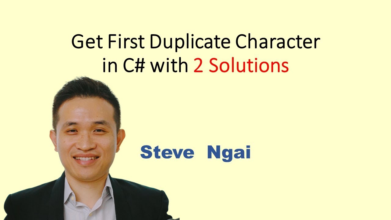 Get First Duplicate Character In C With 2 Solutions YouTube Get First Duplicate Character In C With 2 Solutions YouTube