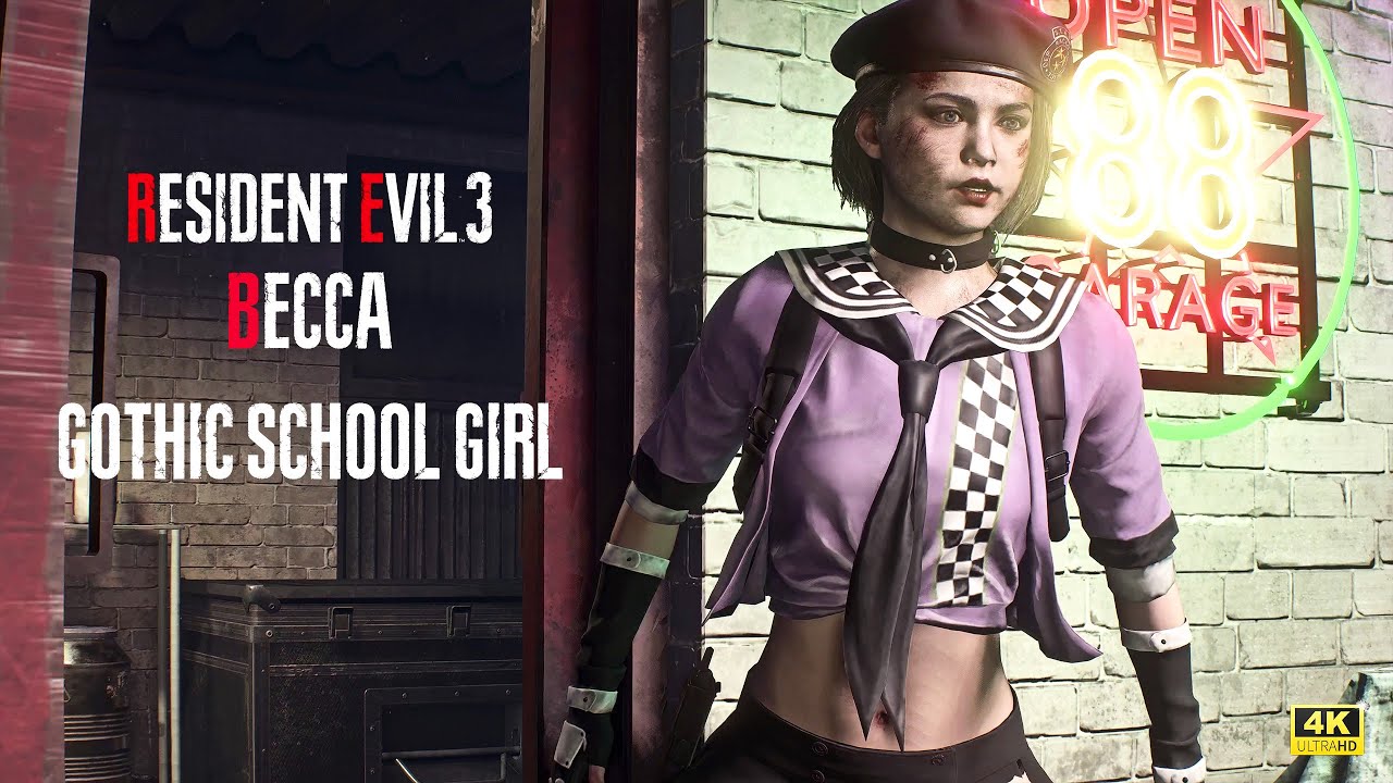 Resident Evil 3 Remake Becca gothic School Girl [4K] - YouTube