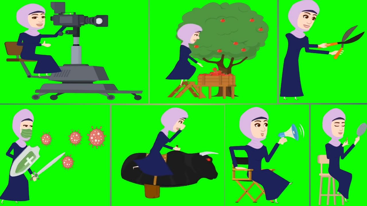 Female Islamic cartoon character Green screen|Talking cartoon videos ...