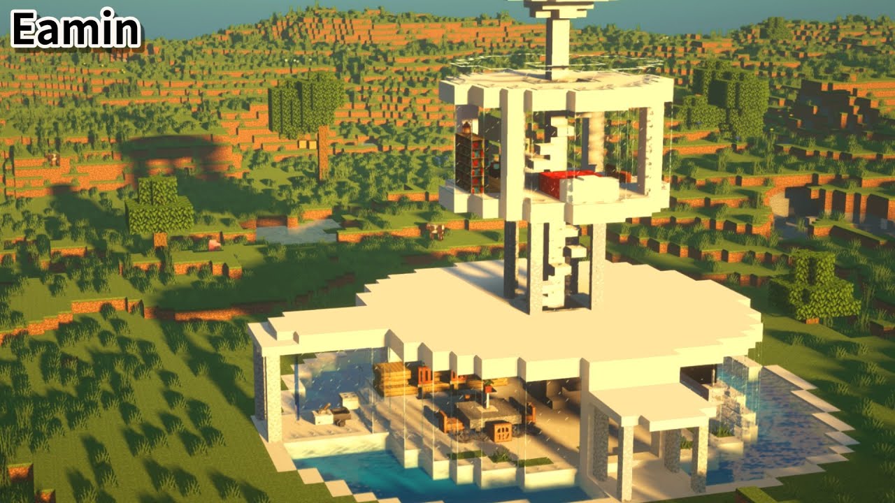 Minecraft: How To Build Circle Modern House Tutorial 마인크래프트: 원형 모던하우스 ...