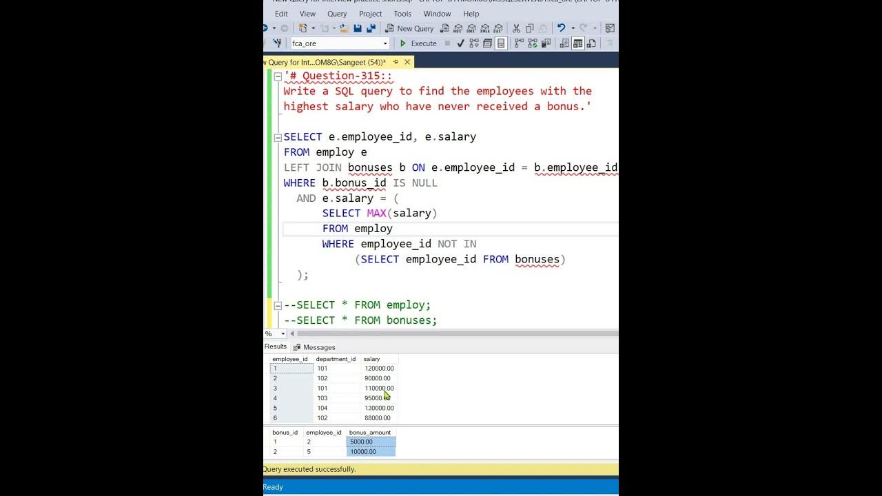 SQL Interview Question 315 | #shorts #ytshorts #youtubeshorts #sql #mysql #interview ...