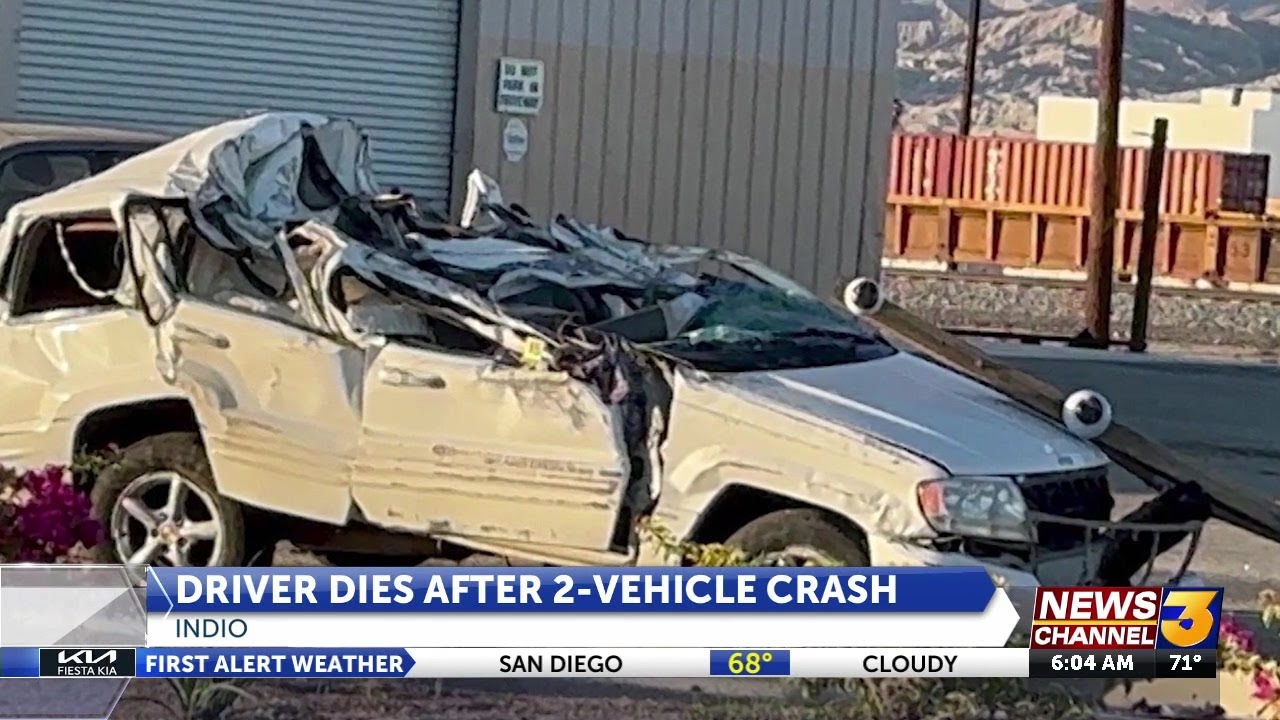 Driver dies after two vehicle crash in Indio - YouTube