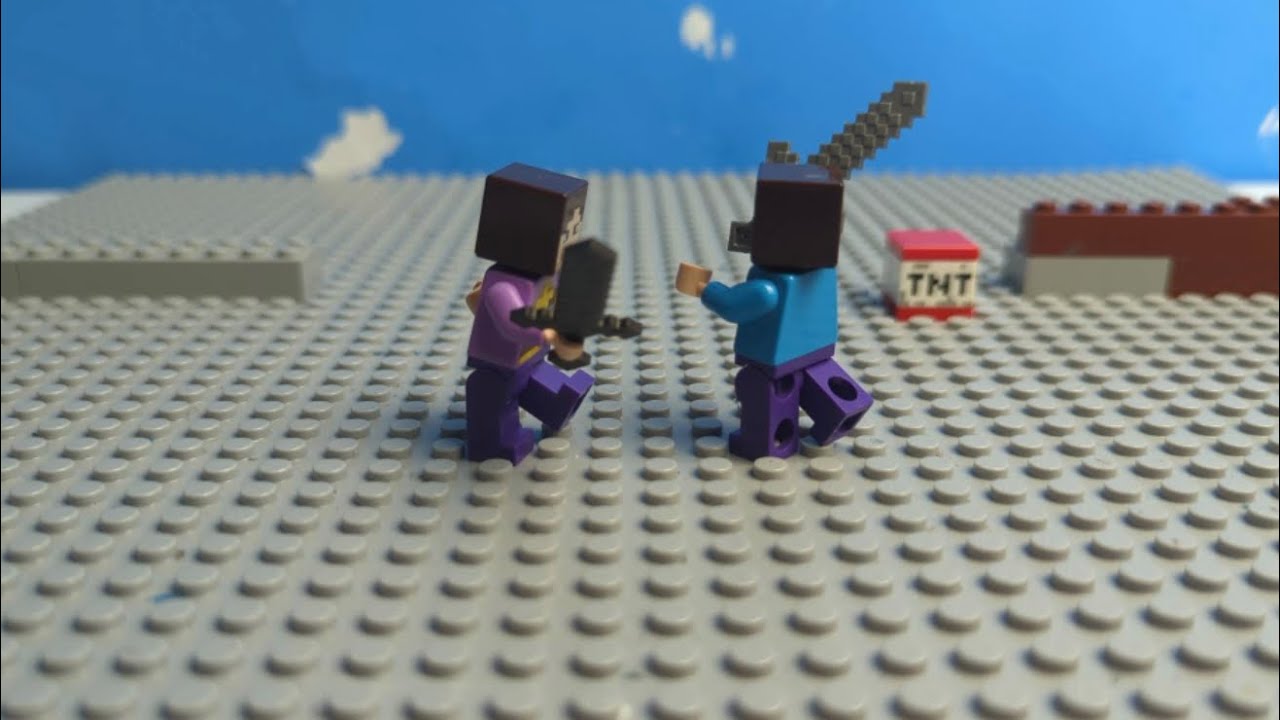 Lego Sword Fight (Lego Minecraft Pvp Battle Stop Motion) - YouTube
