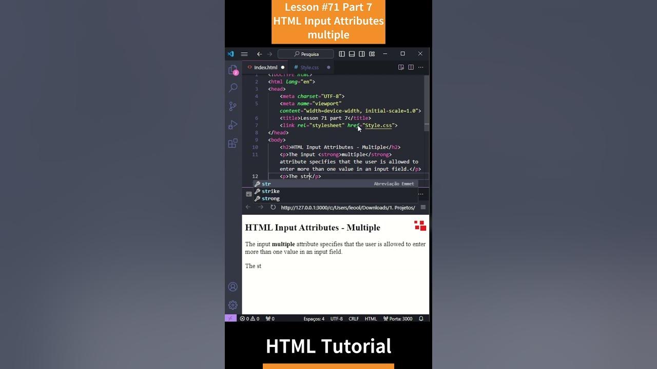 Html Tutorial Lesson 71 Html Input Attributes Multiple Part 7 Html Htmltutorial Css Js
