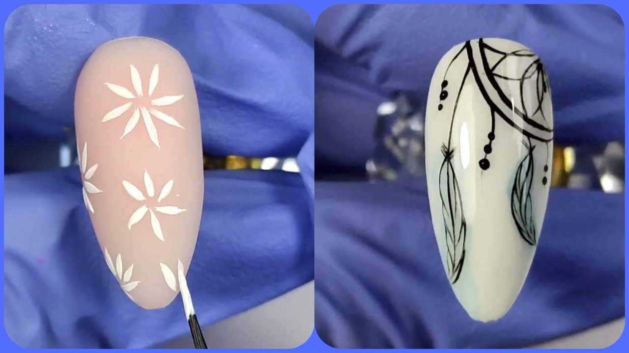 How to draw ️ a flower 🌸 simple & Easy nail design || beautiful nail ...