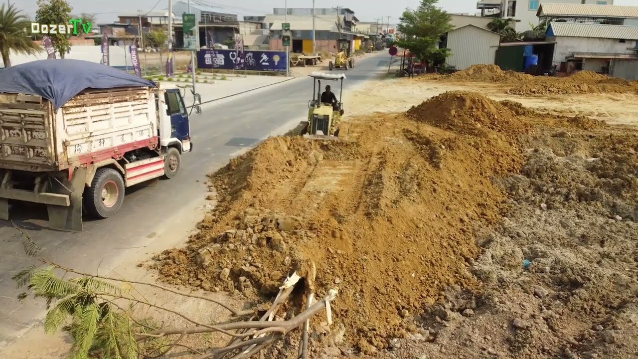 Full Video project! Great work! Land filling D31p KOMATSU Dozer Push ...