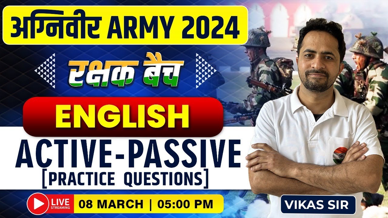 ARMY 2024 | English : Active-Passive Voice #25, English Grammar For ...