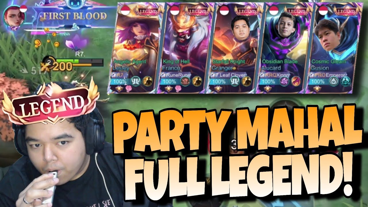 PARTY MAHAL LAGI !! FULL SKIN LEGEND !! LESLEY EXP SOLO KILL GUIN ?! # ...
