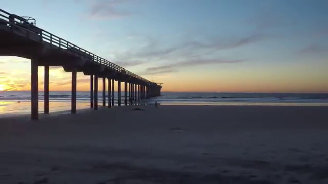 Sunset at Scripps Pier Aerial 4K - 3DR SOLO - PeauPro82 3.97mm - YouTube