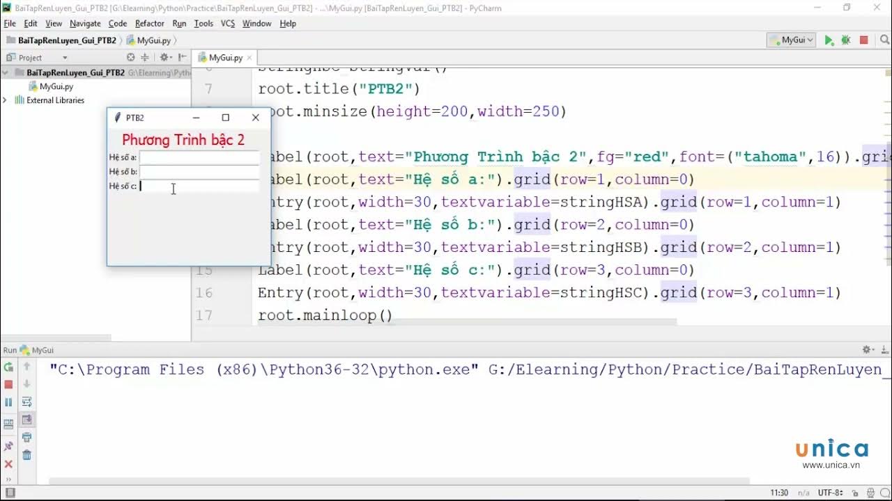098 Bài tập rèn luyện Giải phương trình bậc 2 trong Python - YouTube