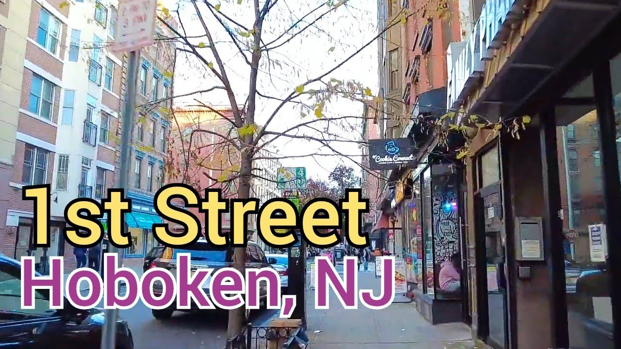 Walking on 1st Street in Hoboken, New Jersey, USA | Marshall St to Pier ...