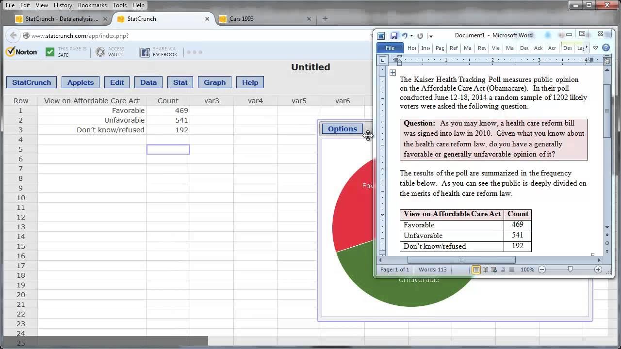 StatCrunch - Pie charts - YouTube